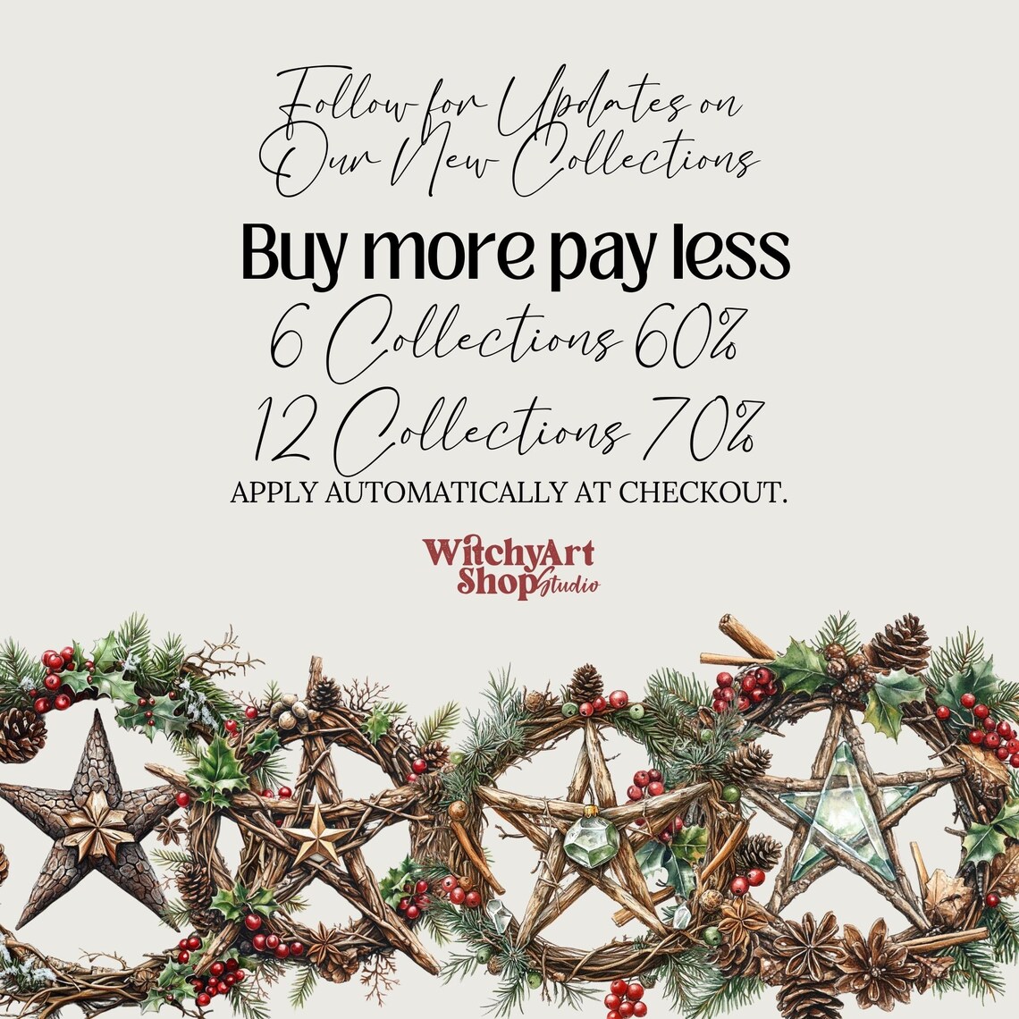 Yule Pentacle Png Witchy Wreath Christmas Clipart Book of Shadows Yule ...