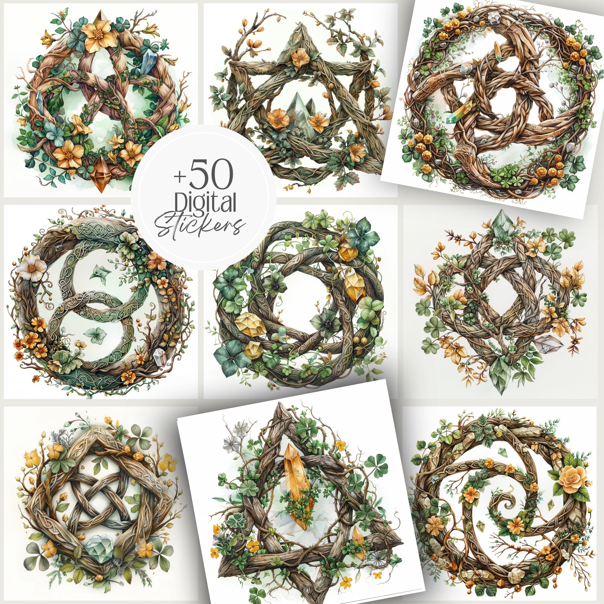 Celtic Nature Magic Symbols Png Digital Grimoire Clipart for Book of ...