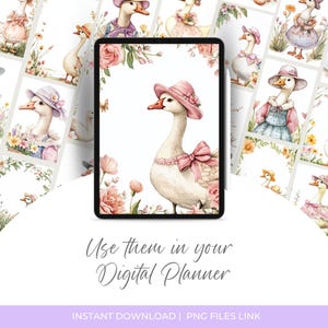 Victorian Easter Goose Clipart: Cottagecore Spring Designs (PNG Files ...