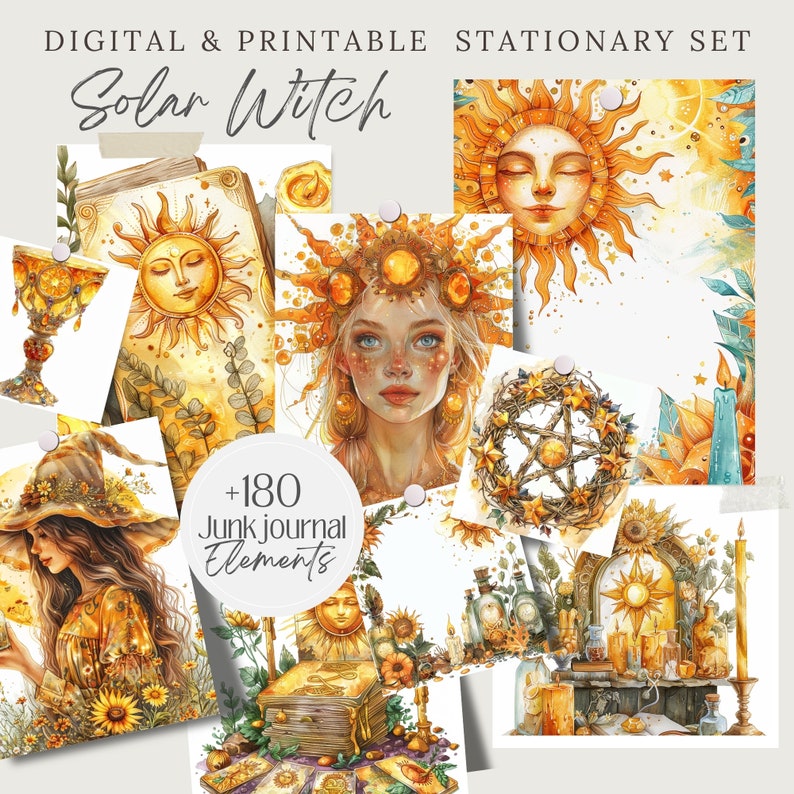 Solar Summer Witch Clipart Planner Witchy Stickers Wallpaper for ...