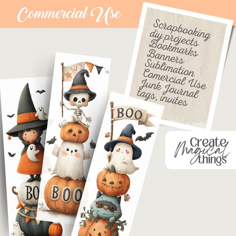 Halloween Bookmark Png Cute Spooky Tag Treat Ghost Tag Witchy Banner ...
