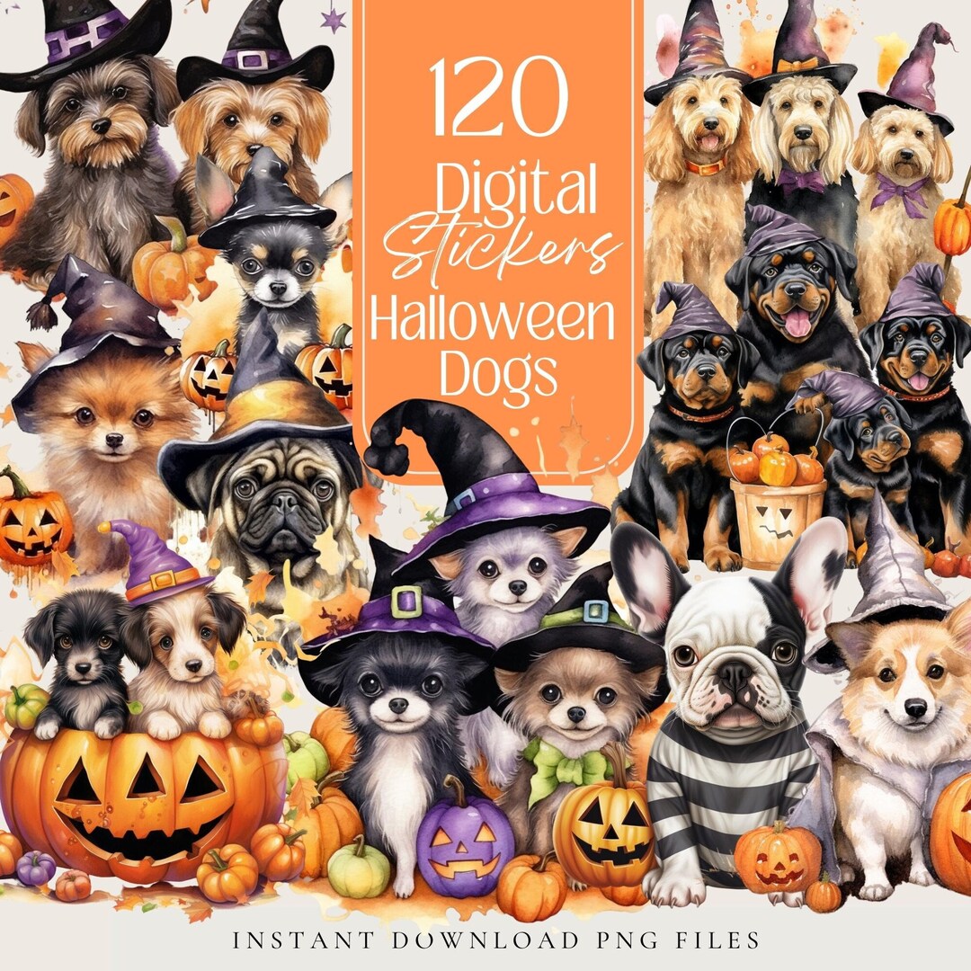 Halloween Dogs Watercolor Clipart Bundle 120 PNG Spooky - Etsy
