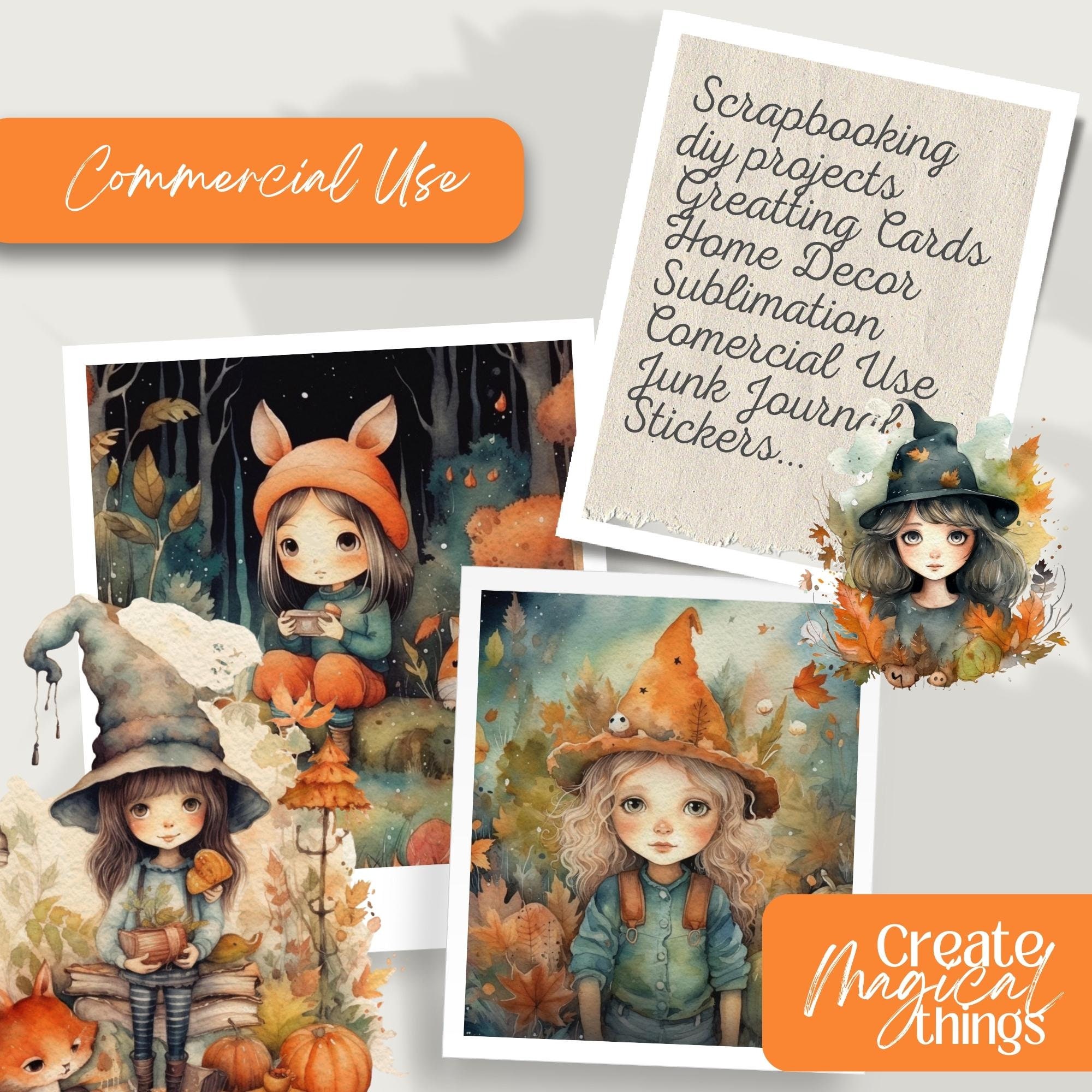 Autumn Little Fall Witch Clipart Witchy Planner Stickers Wallpaper for ...