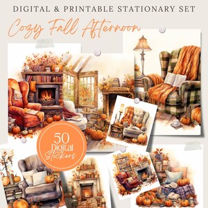 Cozy Autumn Watercolor Clipart Bundle - 50 PNG Cute Fall Images ...