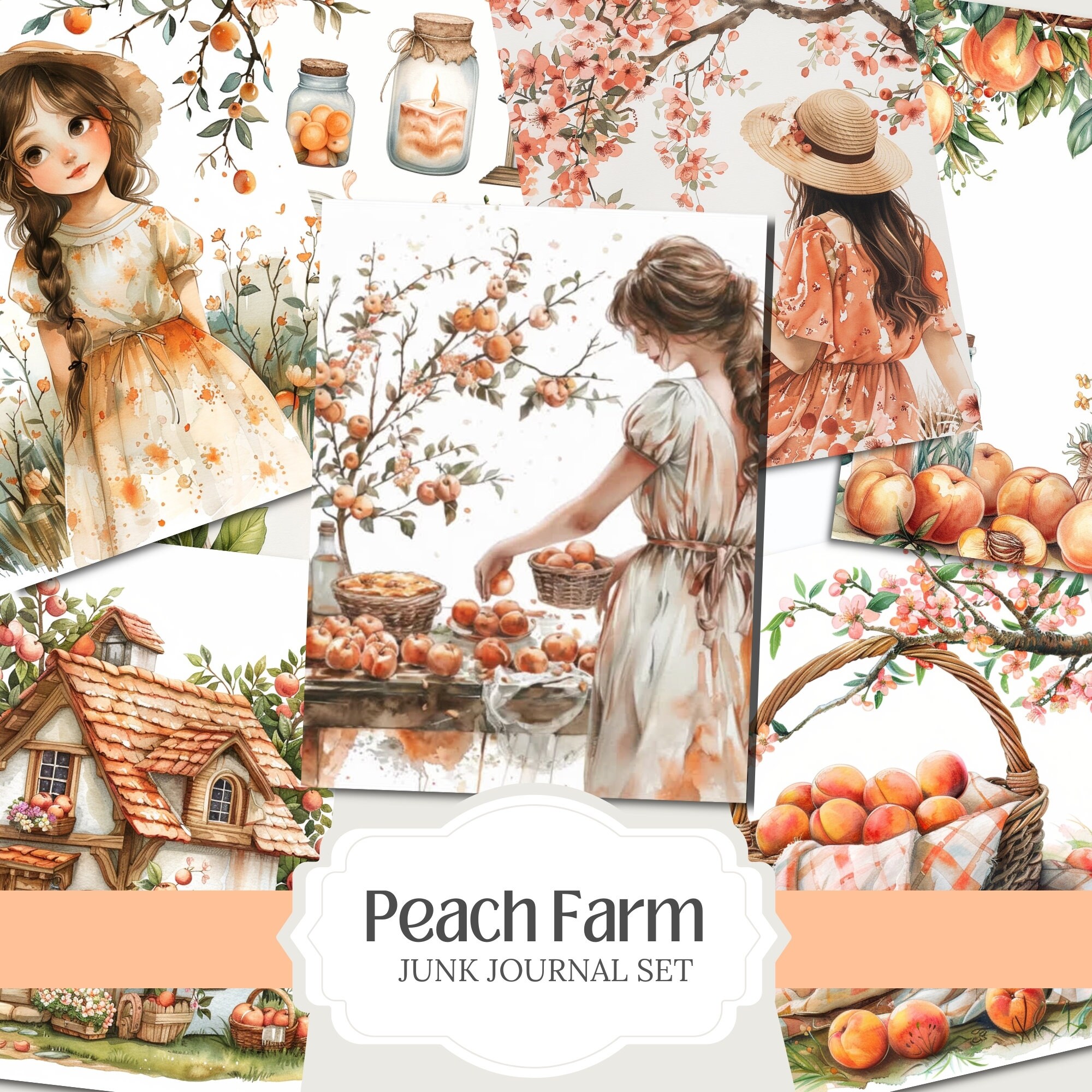Peach Farm Png Clipart Book of Shadows, Digital Grimoire Paper ...