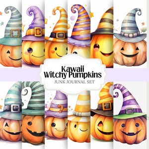 Halloween Pumpkin Clip Art Cute Nursery Witchy Art Kawaii Pumpkins Fun ...