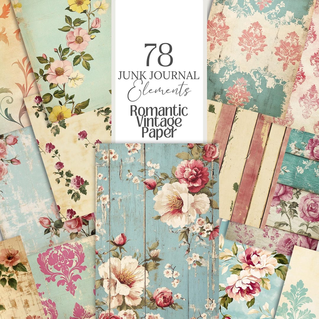 Vintage Damask Roses Texture Paper: 78 PNG Images (digital Download) - Etsy