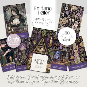 Fortune Teller Oracle Cards, Printable Deck, Editable Canva Template ...