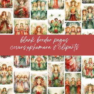 Christmas Angels Png Clipart Stationary Set, Watercolor Scene Christmas ...