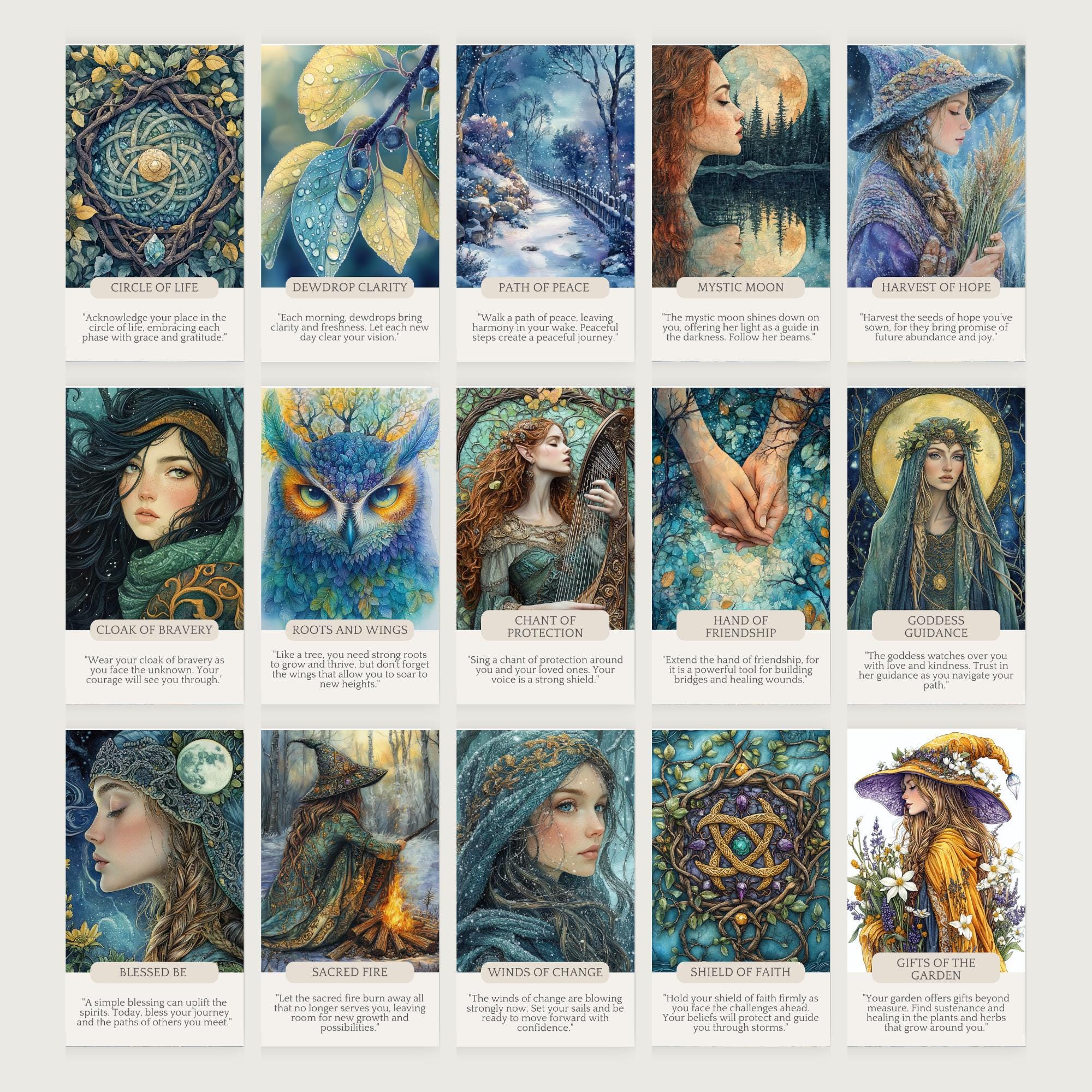 Imbolc Oracle Card Deck: Wicca Pagan Divination (PNG Printable ...