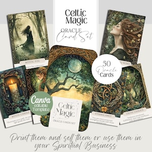 Celtic Magic Oracle Cards Png, Printable Deck, Editable Template Tarot ...