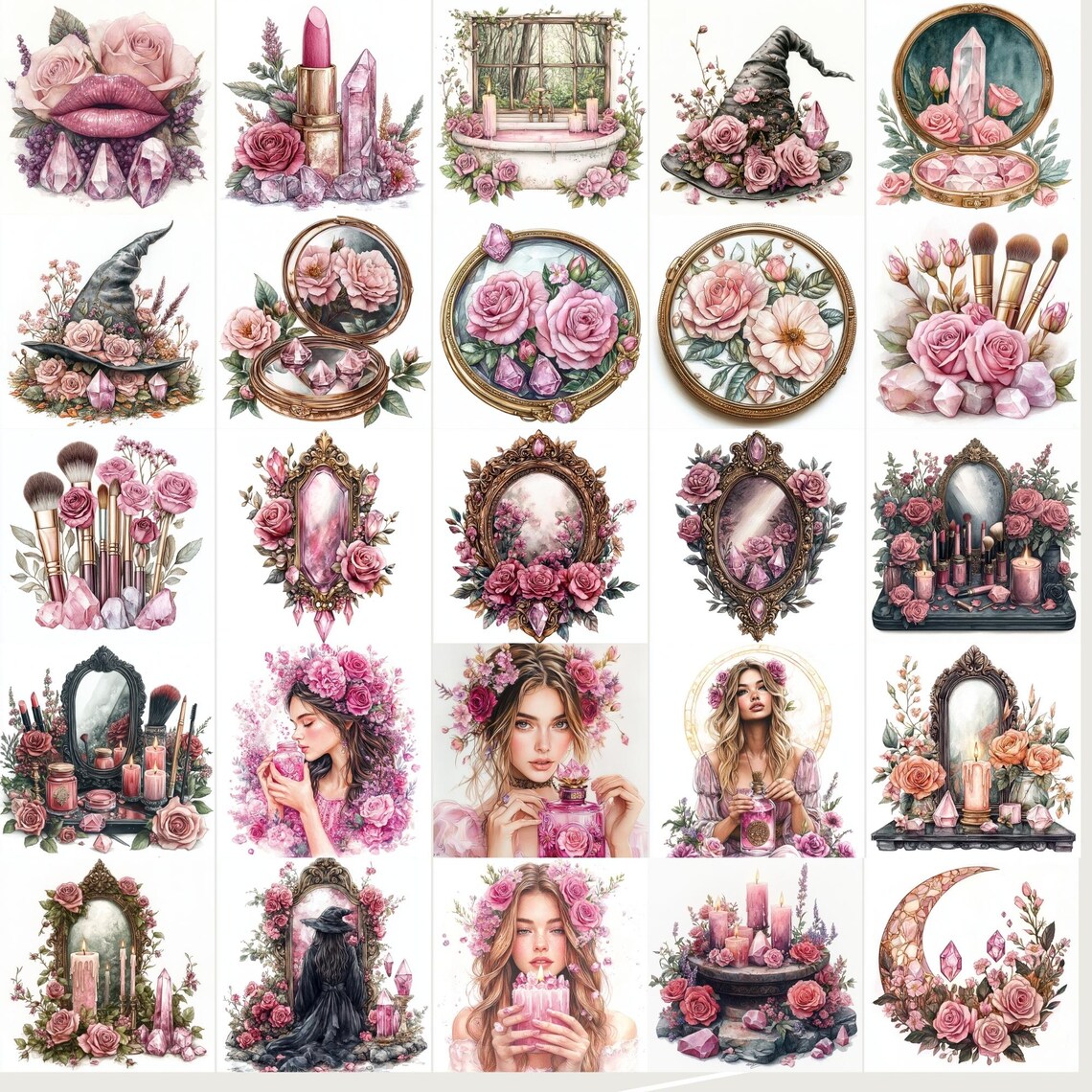Glamour Magic Witch Clipart Beauty Magic Witchy PNG Planner Sticker ...