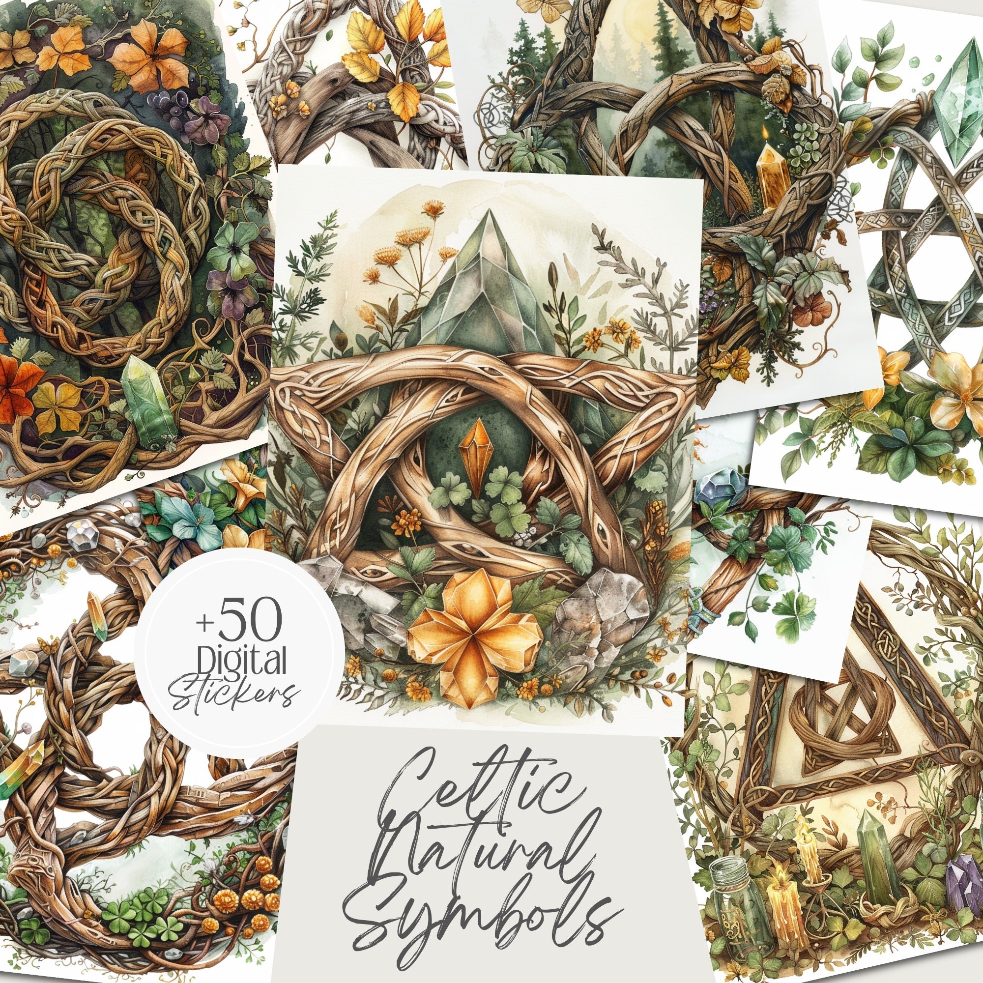 Celtic Nature Magic Symbols Png Digital Grimoire Clipart for Book of ...