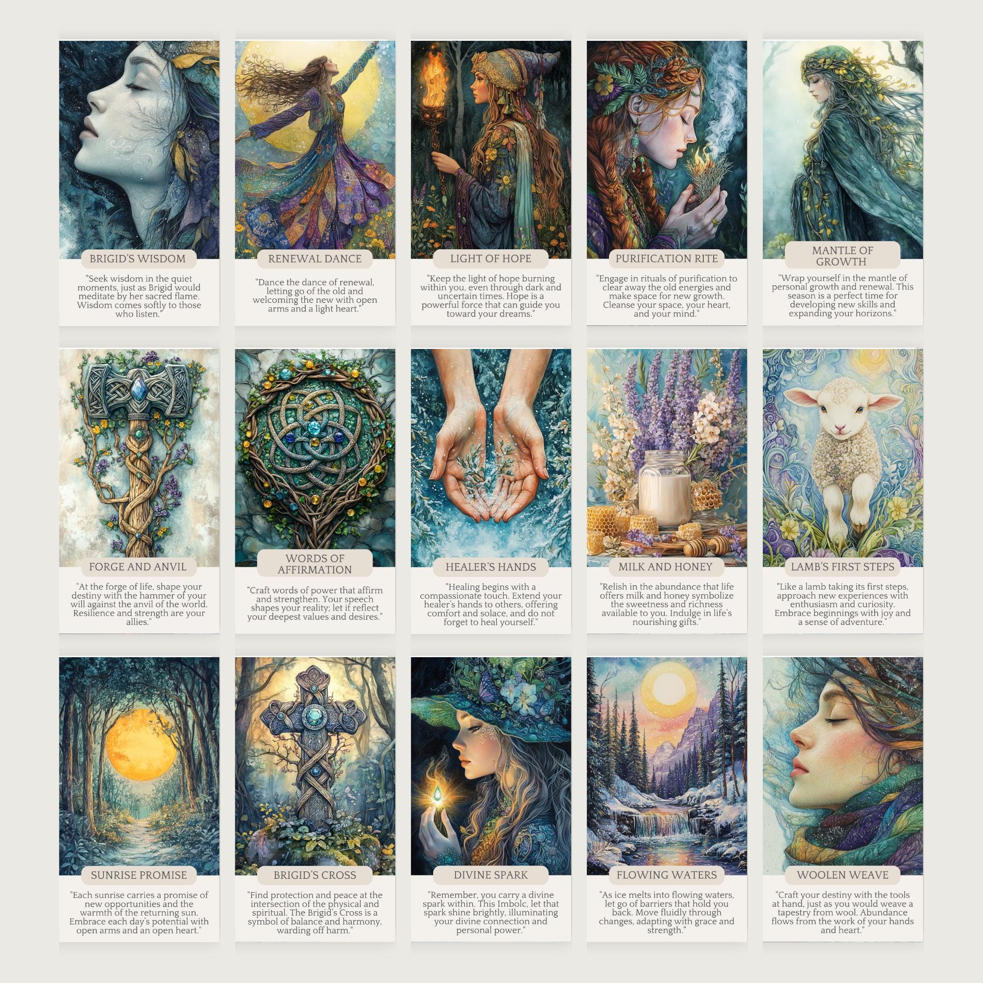 Imbolc Oracle Card Deck: Wicca Pagan Divination (PNG Printable ...