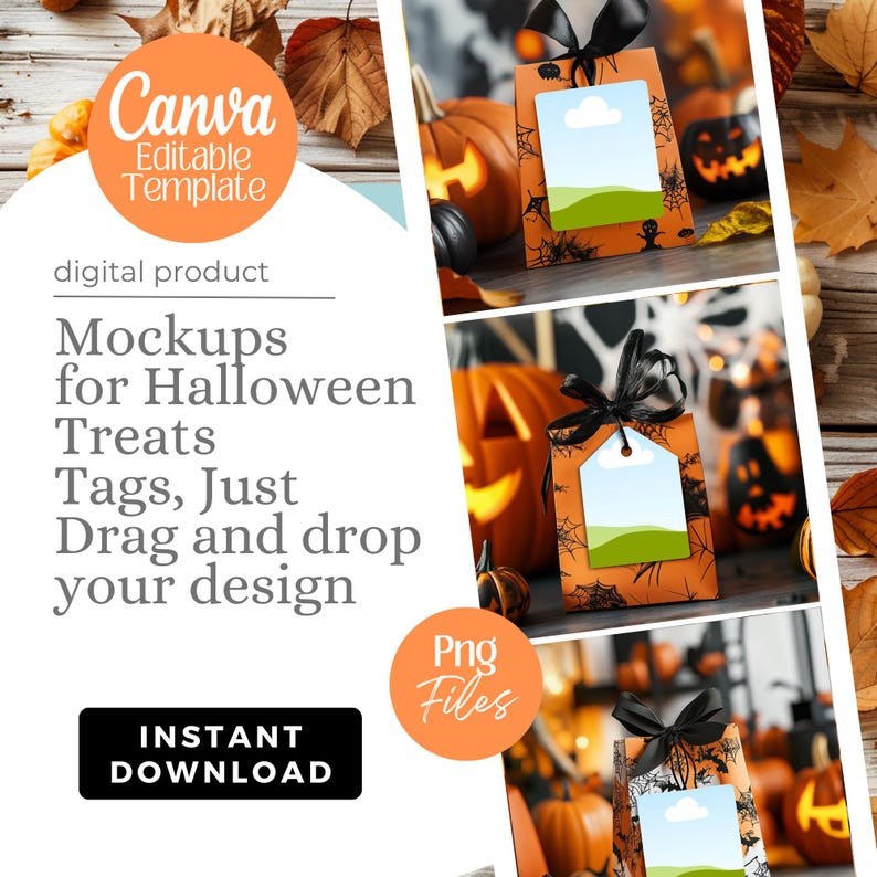 Halloween Treat Bag Tags | Canva Template, 16 PNG Files - Etsy