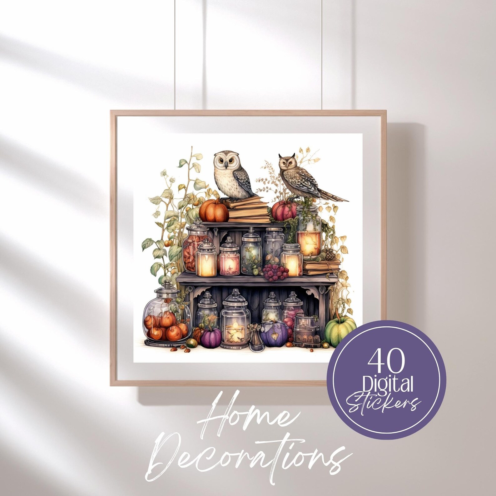 Magical Owls Witch Clipart Witchy Planner Stickers Wallpaper - Etsy