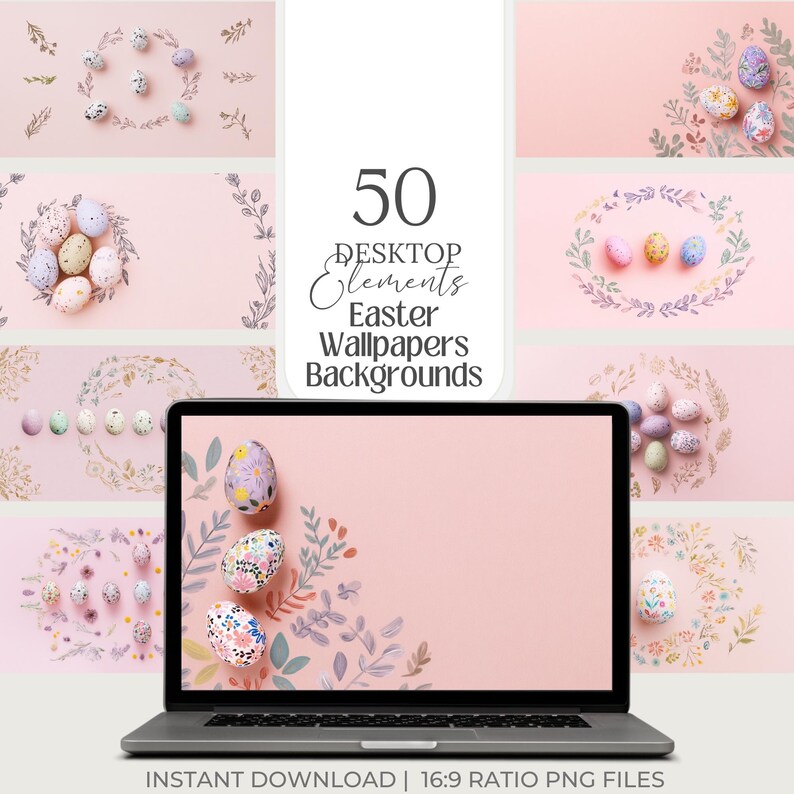 Pastel Easter Egg Desktop Wallpaper Mockup Backgrounds Paper (PNG ...