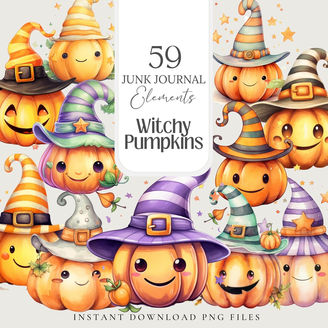 Halloween Pumpkin Clip Art Cute Nursery Witchy Art Kawaii Pumpkins Fun ...