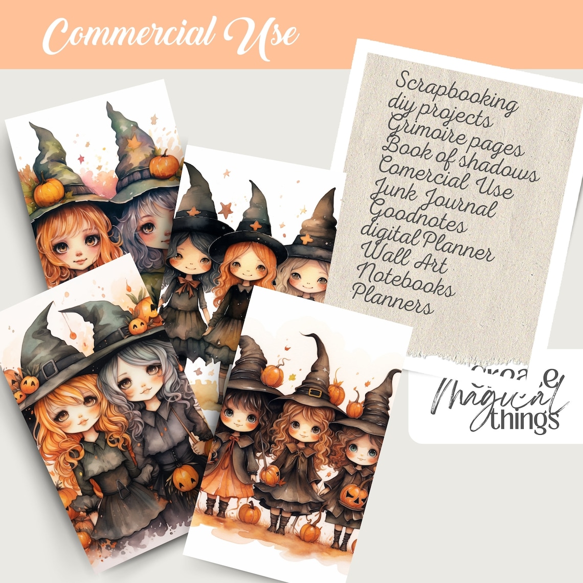 Friends Witch Clipart, Witchy Planner Stickers (digital Download) - Etsy