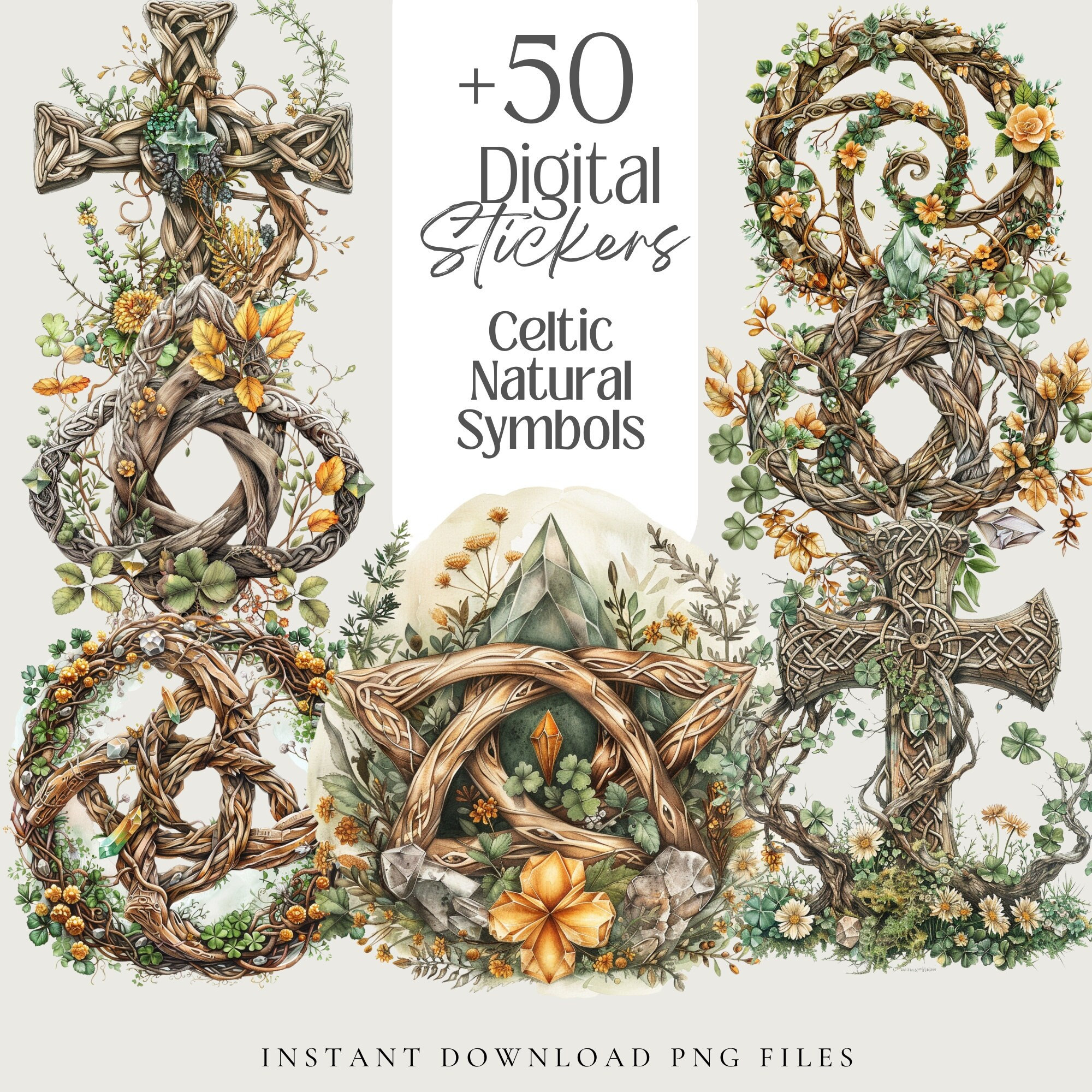 Celtic Nature Magic Symbols Png Digital Grimoire Clipart for Book of ...