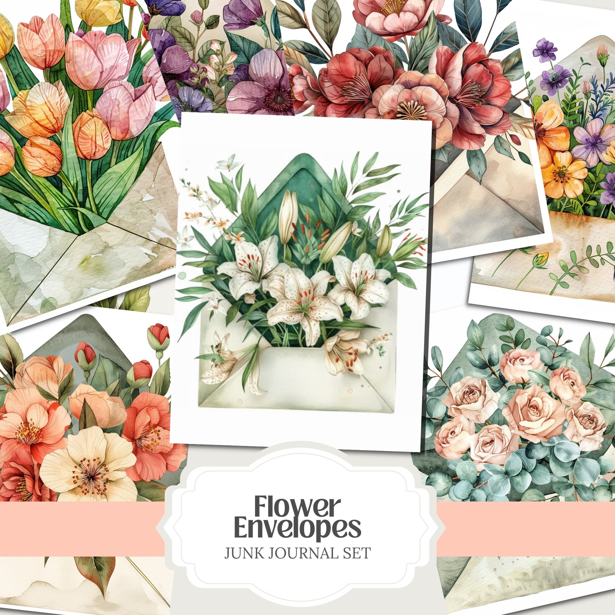 Spring Flower Mothers Day Png Clipart Junk Journal Kit for Cards ...