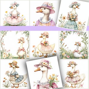 Victorian Easter Goose Clipart: Cottagecore Spring Designs (PNG Files ...