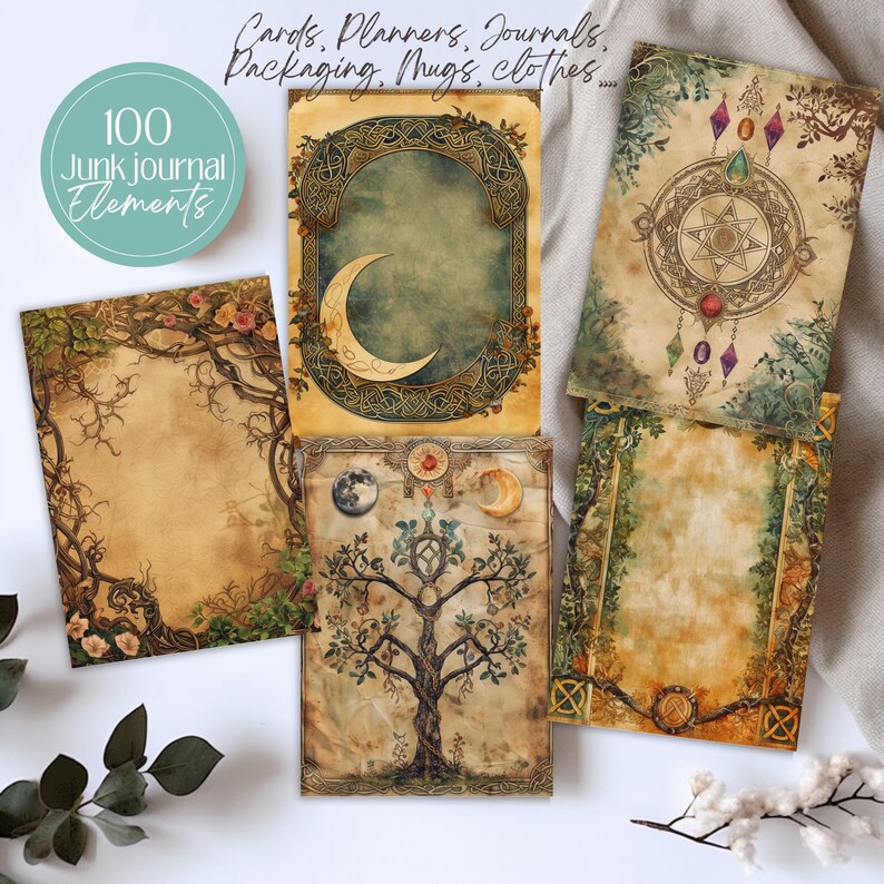Celtic Magic Pages Png Digital Grimoire Covers for Book of Shadows ...