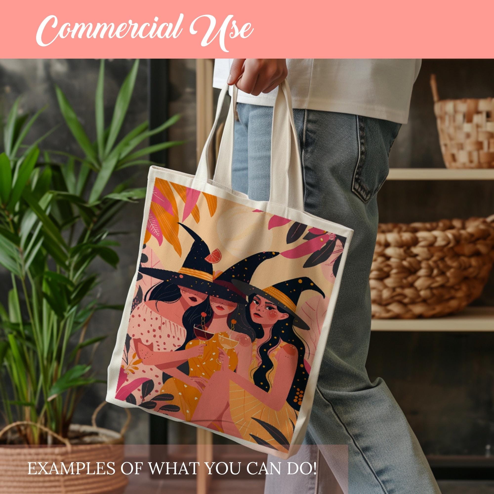 Summer Witch Party Illustrations: PNG Clipart & Canva Templates - Etsy