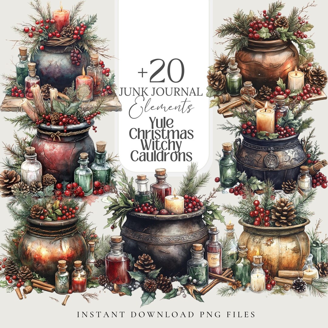 Yule Cauldron PNG Clipart: Witchy Christmas Graphics (digital Download ...