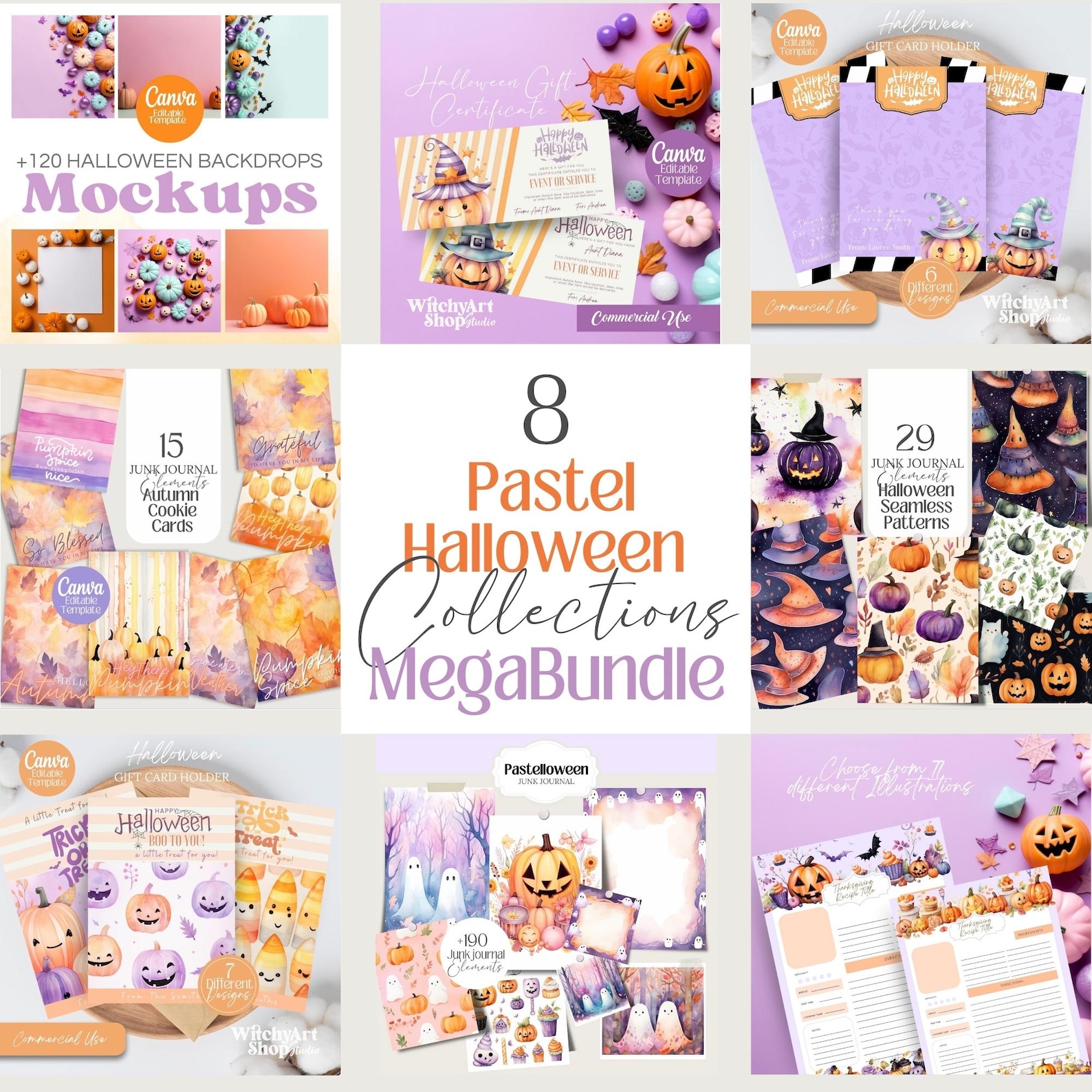 Pastel Halloween Mega Bundle With Stationery Patterns and Mockups - Etsy