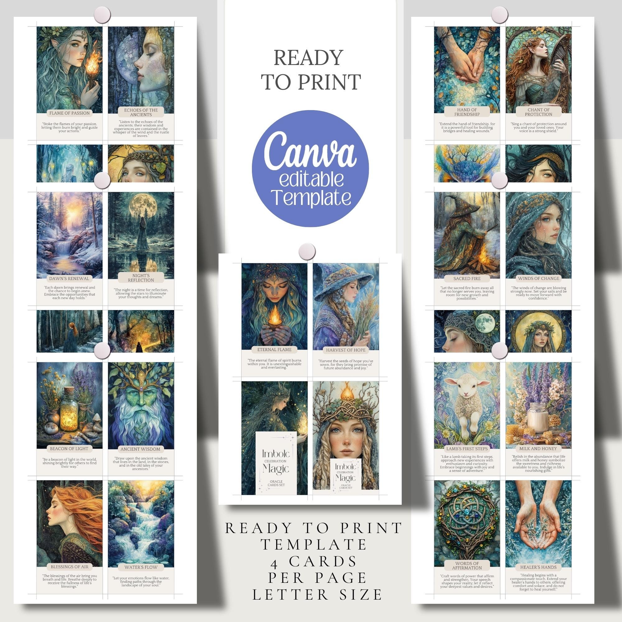 Imbolc Oracle Card Deck: Wicca Pagan Divination (PNG Printable ...