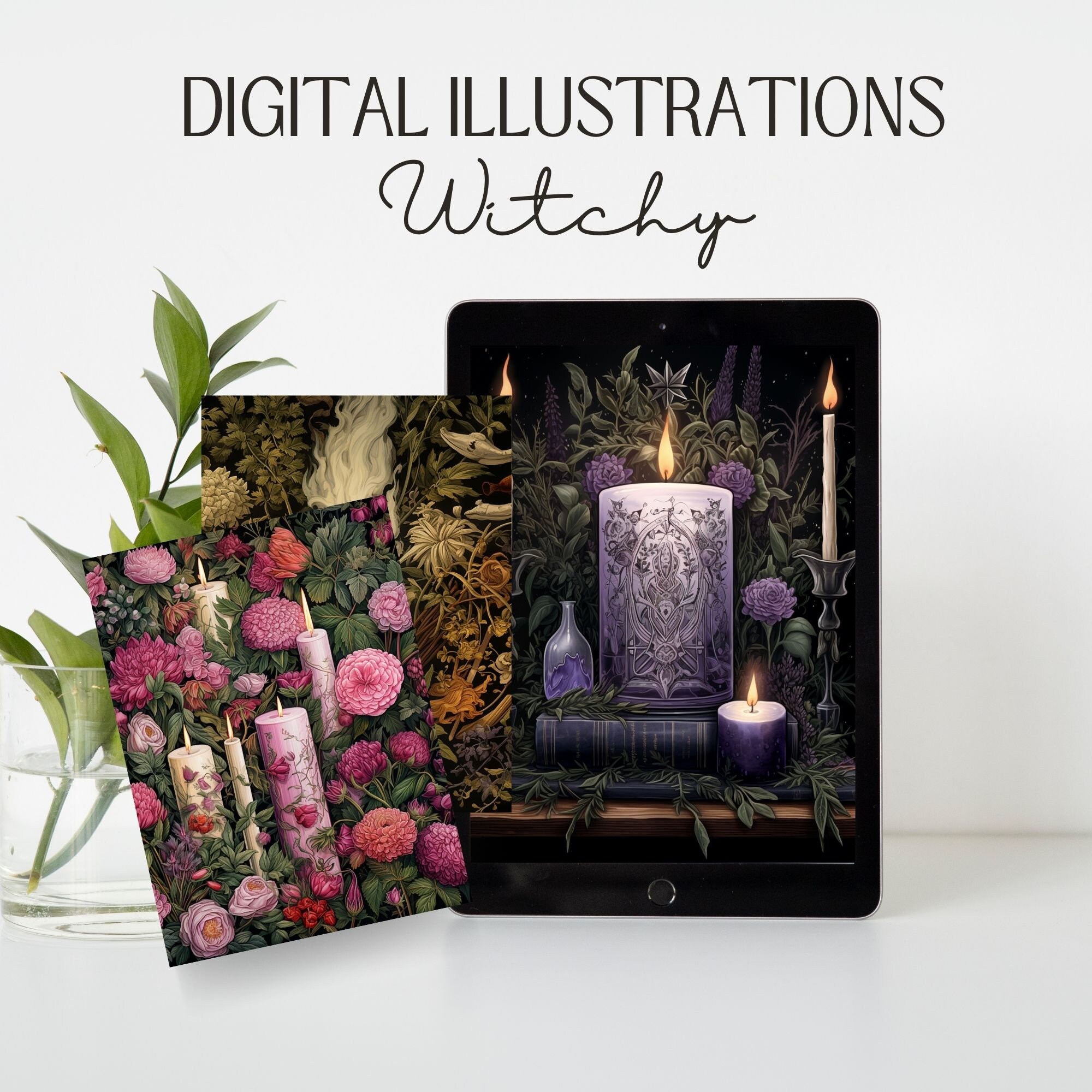 Grimoire Covers Set For Digital Grimoire Paper Illustrations Witch