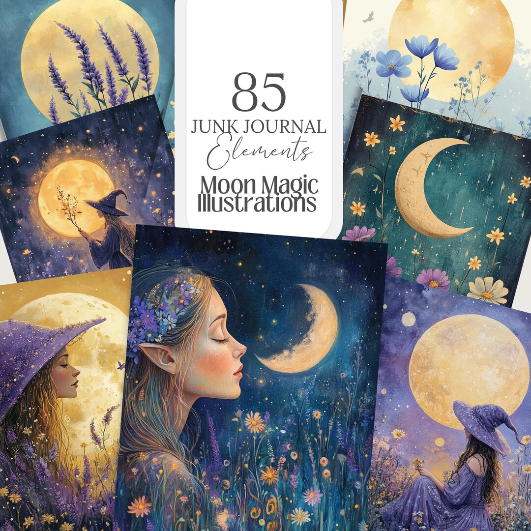 Moon Magic Witch Png Digital Grimoire Paper Witchy Wallpaper Planner ...