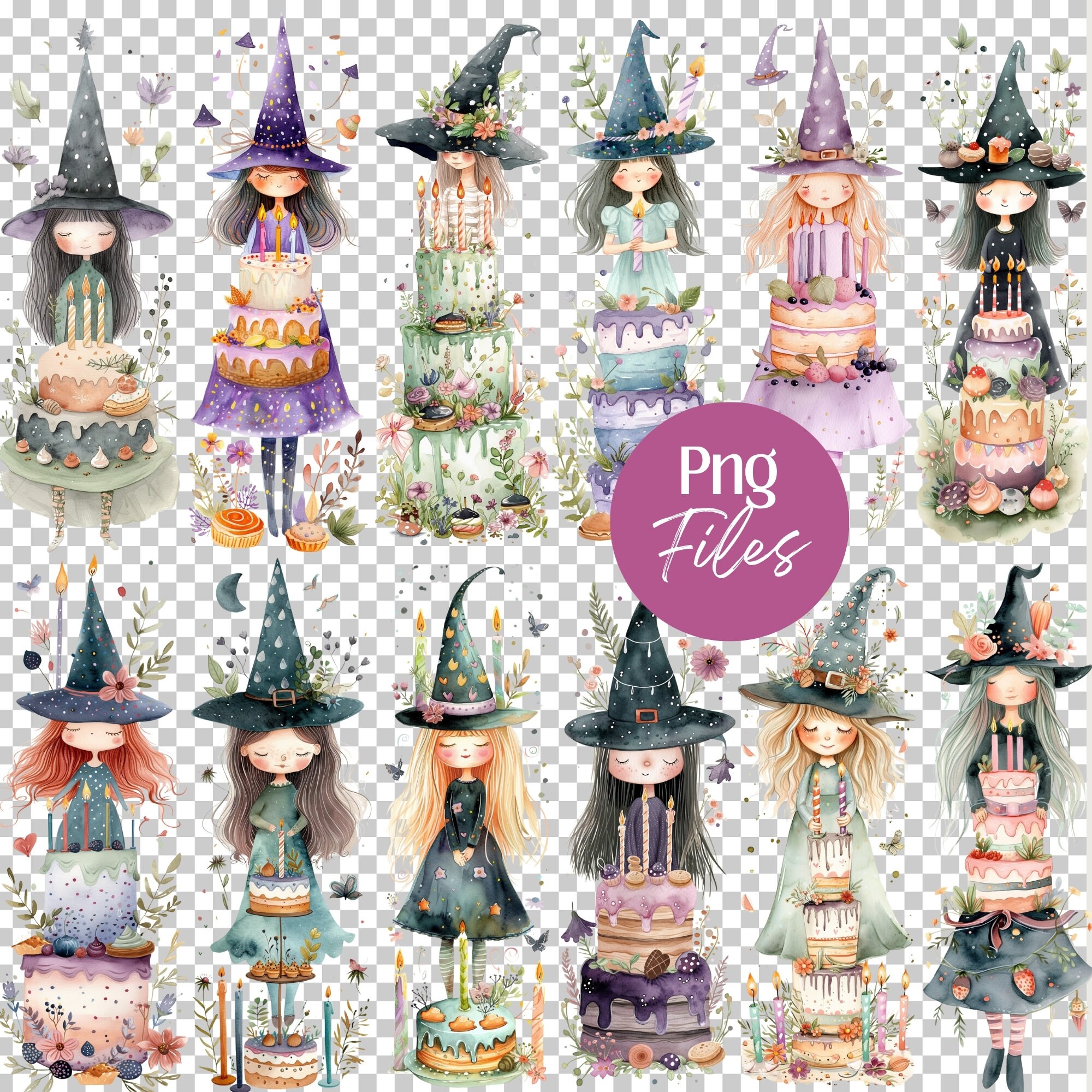 Witch Birthday Printable Bookmarks and Tags Card Bundle, Witchy Party ...