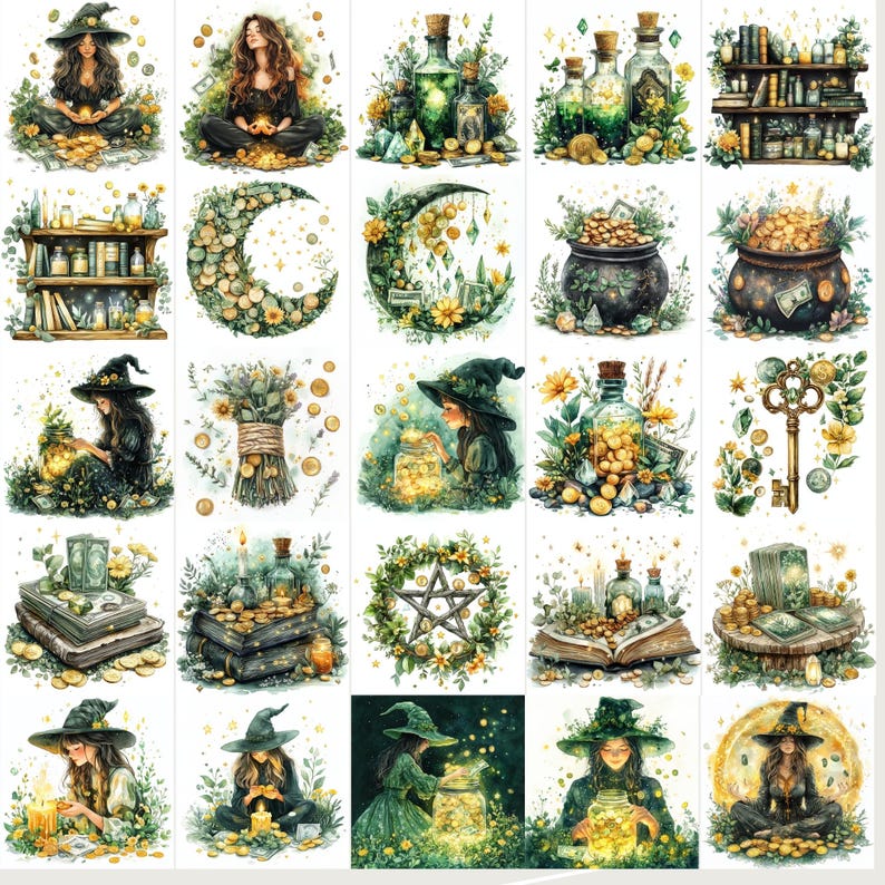 Money Magic Clipart Rich Witch Abundance Magic Witchy PNG Planner ...