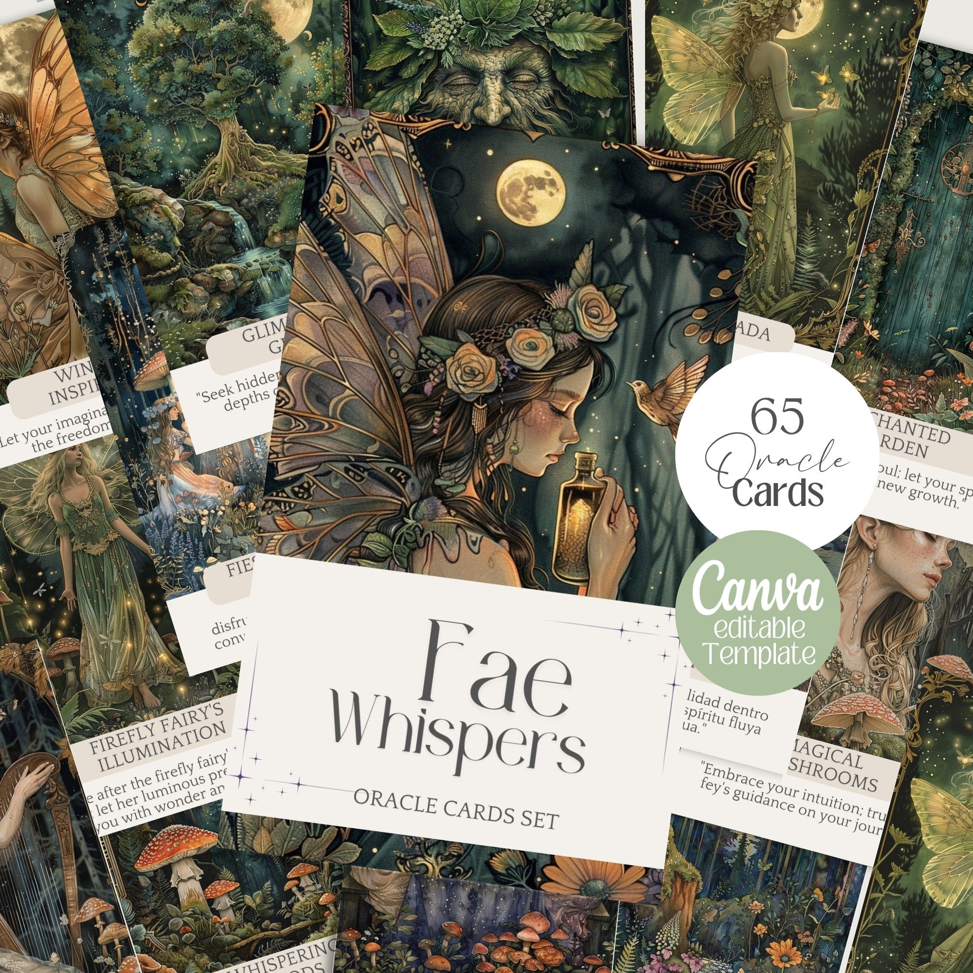 Fae Whispers Fairy Oracle Cards, Faery Printable Deck, Editable ...