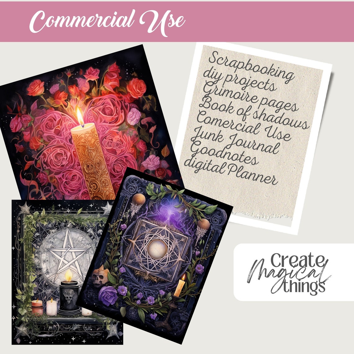 Grimoire Covers Set for Digital Grimoire Paper Illustrations, Witch ...
