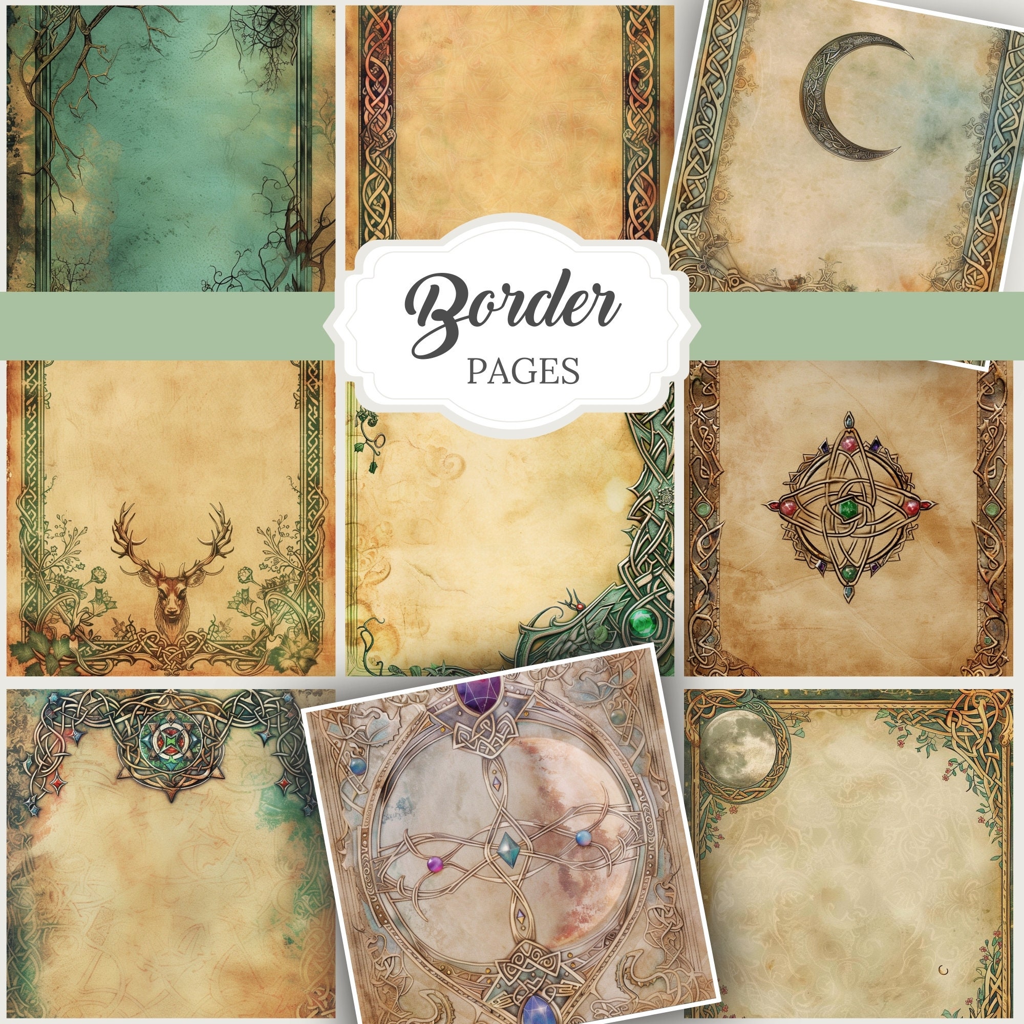 Celtic Magic Pages Png Digital Grimoire Covers for Book of Shadows ...