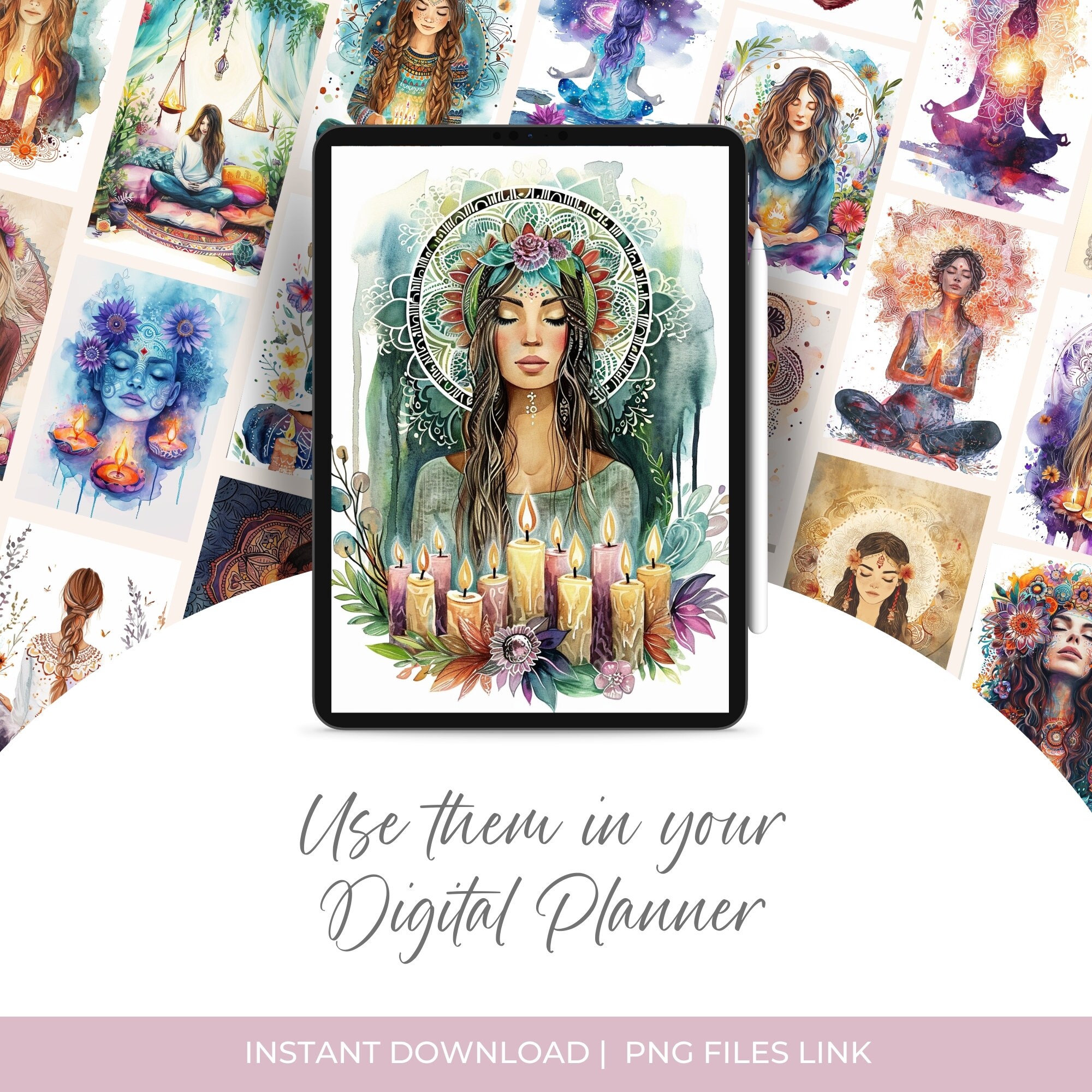 Meditation Mindfulness Yoga Png , Junk Journal Set Digital Paper ...