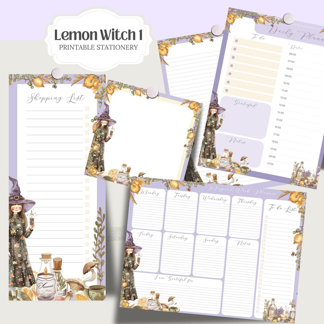 Lemon Witch 1 Printable Png Notepad, Writing Paper and Planner ...