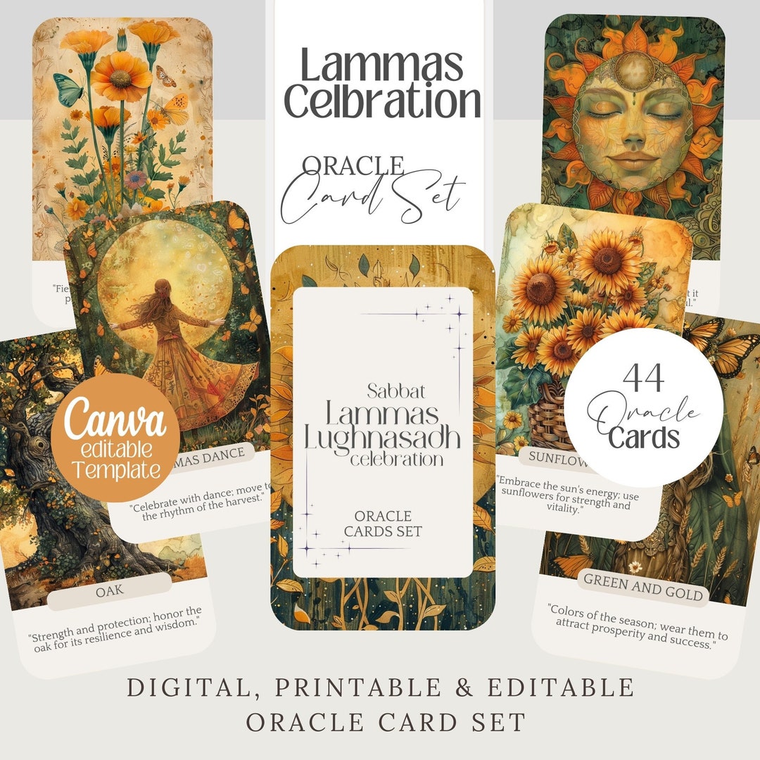 Lammas Lughnasadh Oracle Cards, Witchy Printable Deck, Editable ...