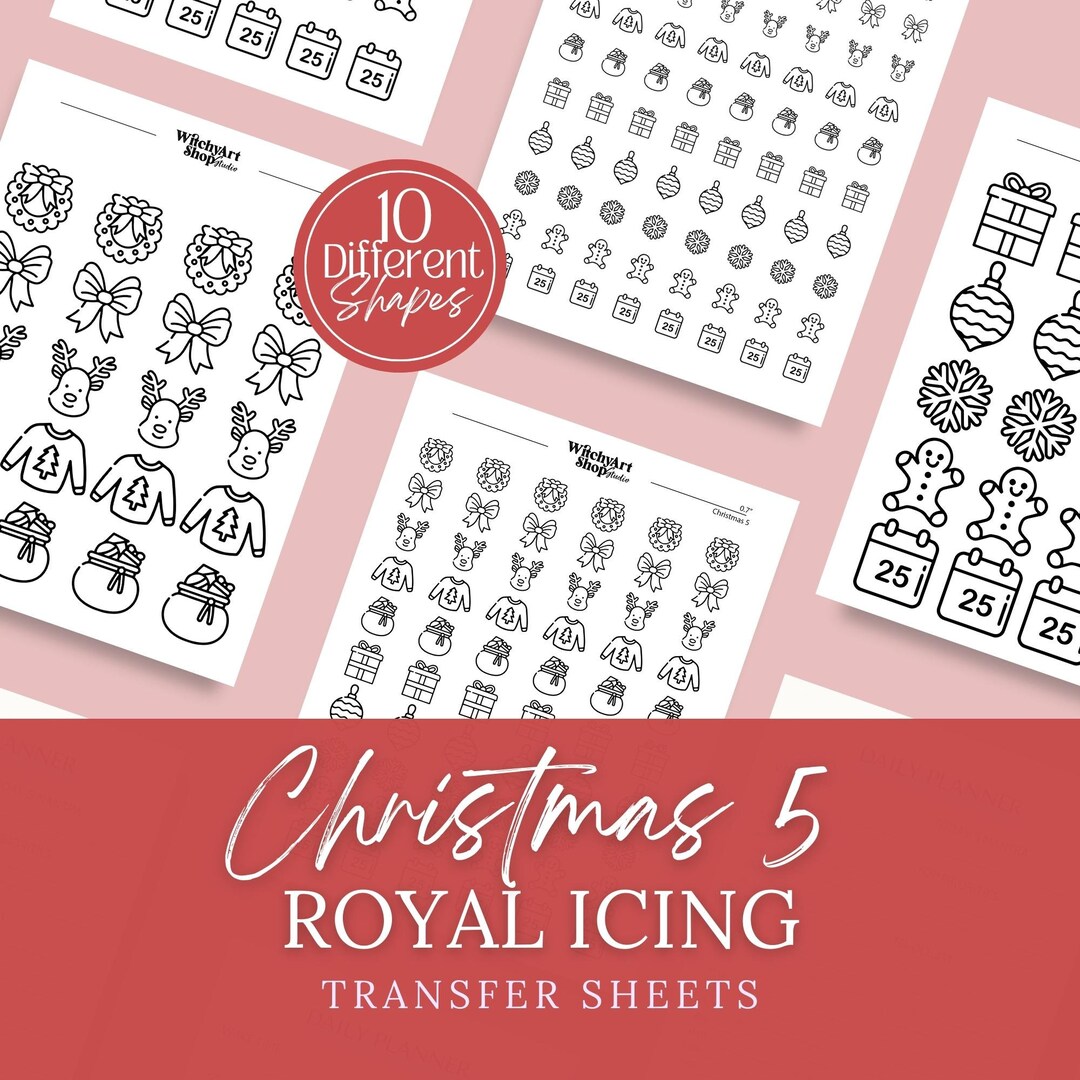 Christmas Royal Icing Transfer Sheets: Cookie Decorating Template (PDF ...