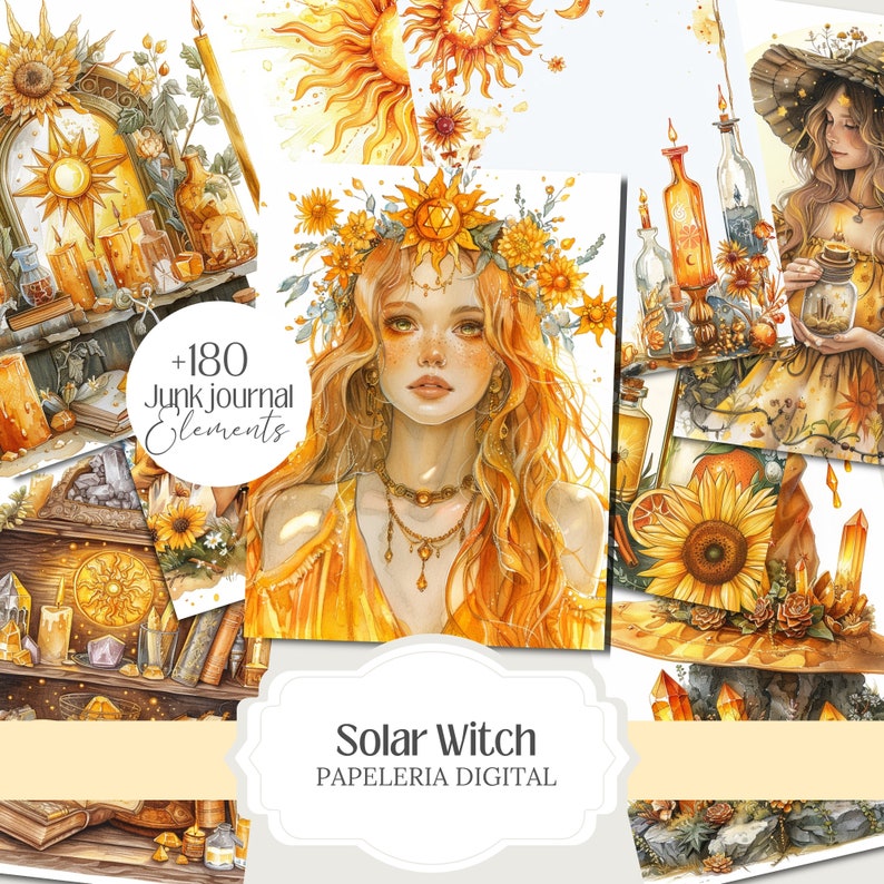 Solar Summer Witch Clipart Planner Witchy Stickers Wallpaper for ...