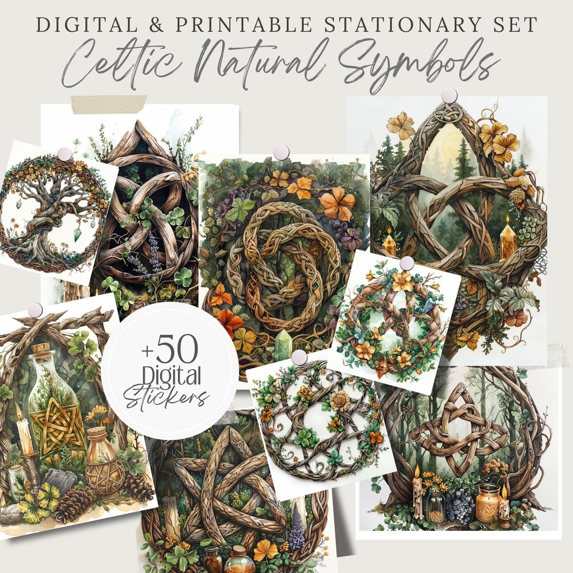 Celtic Nature Magic Symbols Png Digital Grimoire Clipart for Book of ...