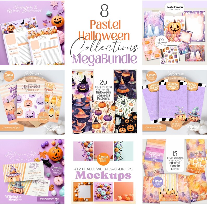 Pastel Halloween Mega Bundle | Mockups, Stationery, Patterns (digital ...