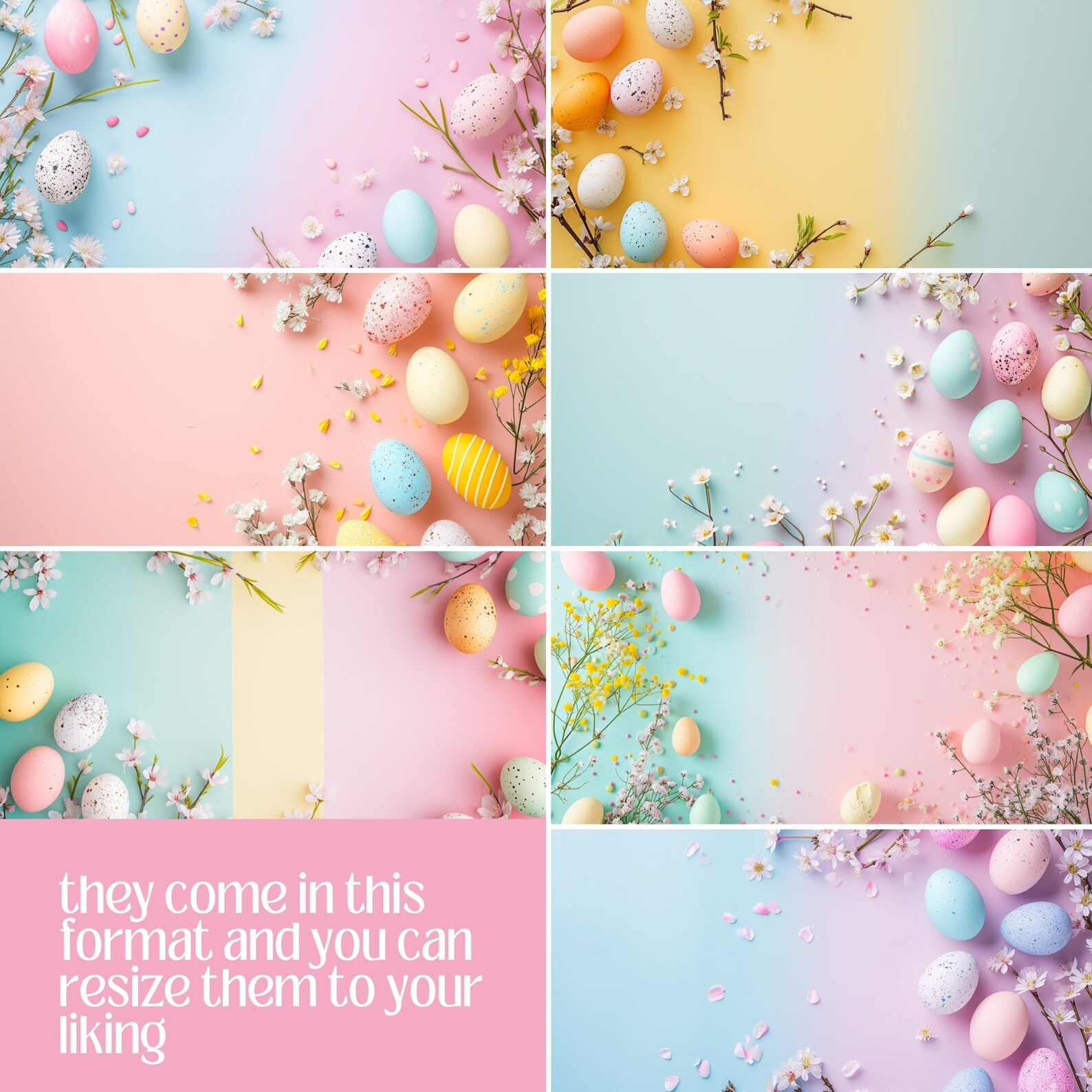 Pastel Easter Egg Mockup: Flat Lay Backgrounds (PNG Digital Download ...