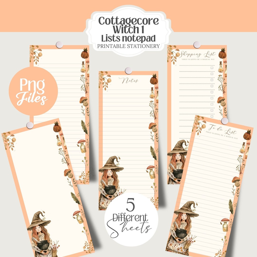 Fall Notepad Paper Png Witchy Lined Paper Witch Printable Grocery List ...