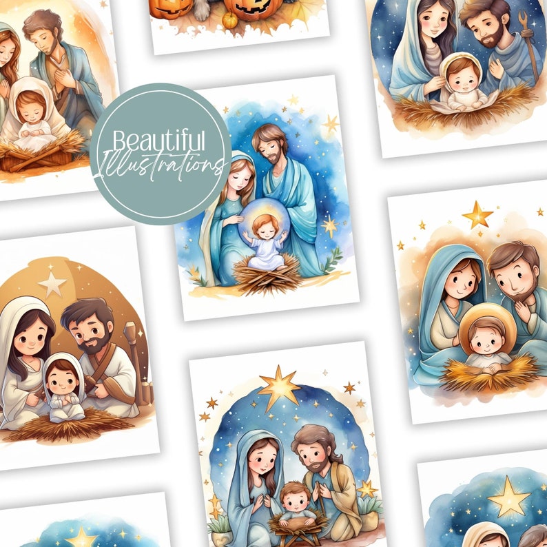 Nativity Clipart Set, Christmas Stickers, Crafts, Png, Cards, Digital ...