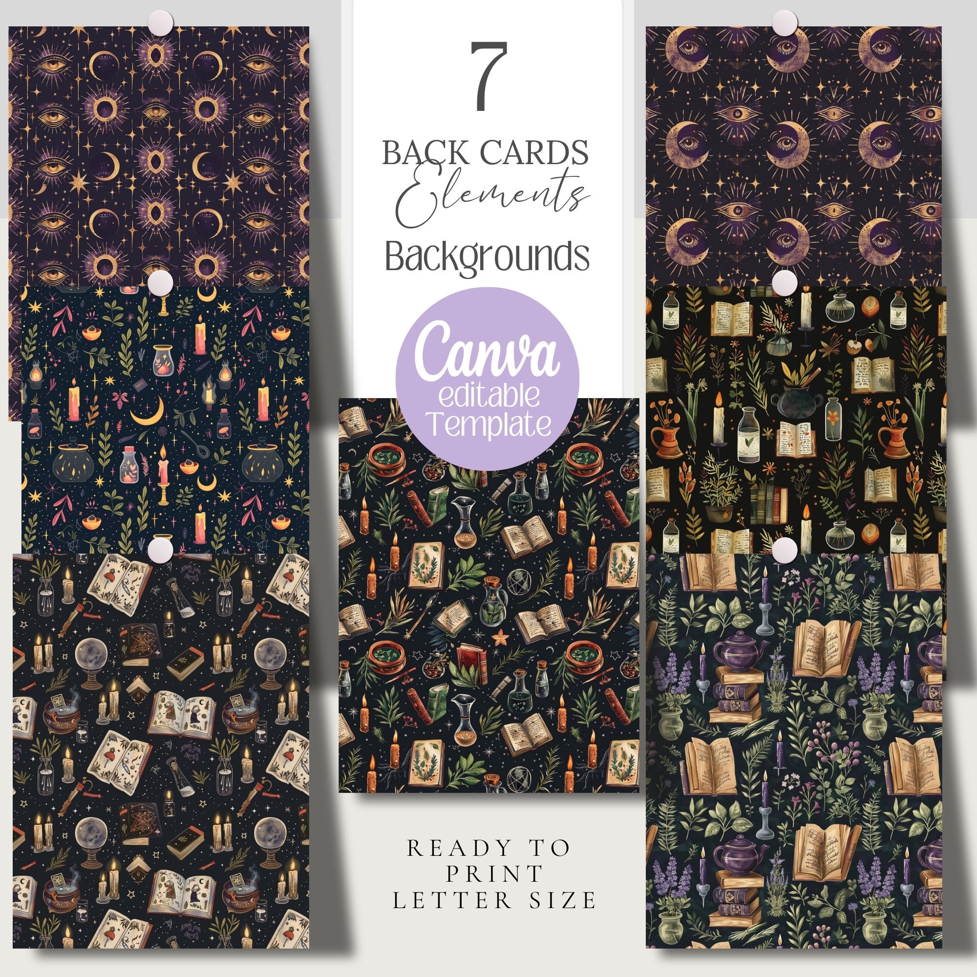 Witch Tools Oracle Cards, Witchy Printable Deck, Editable Template ...