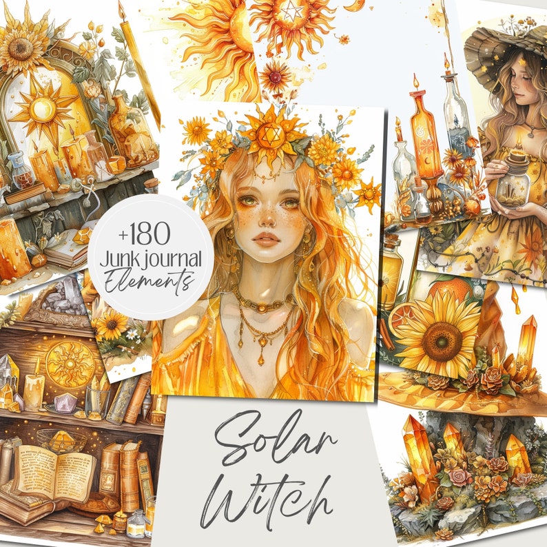 Solar Summer Witch Clipart Planner Witchy Stickers Wallpaper for ...